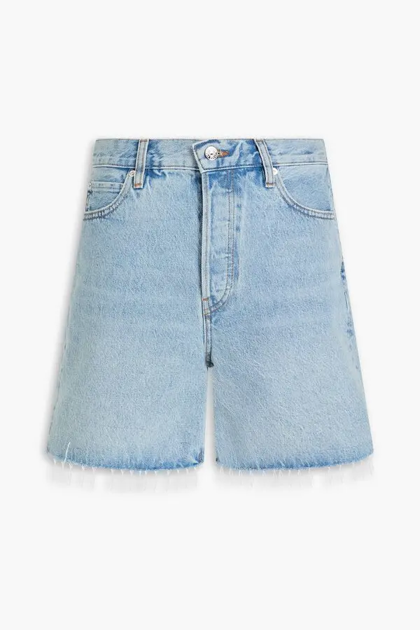 FRAME Faded Denim High-rise Shorts - Light Denim
