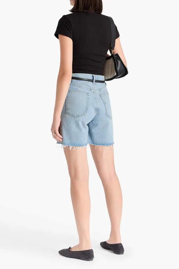 FRAME Faded Denim High-rise Shorts - Light Denim