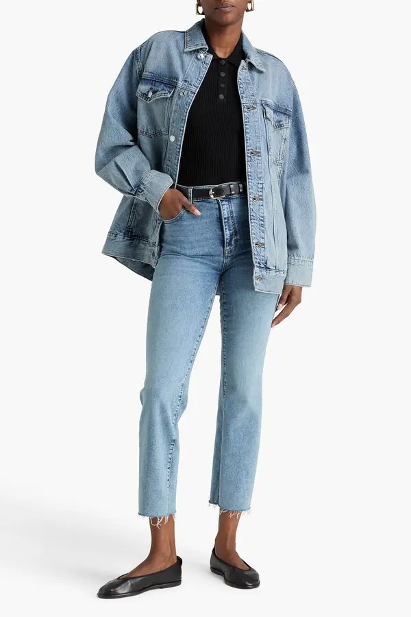 FRAME High-rise Straight-leg Jeans - Light Denim