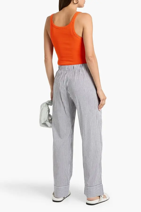 ALEX MILL Riley Striped Straight-leg Pants - White