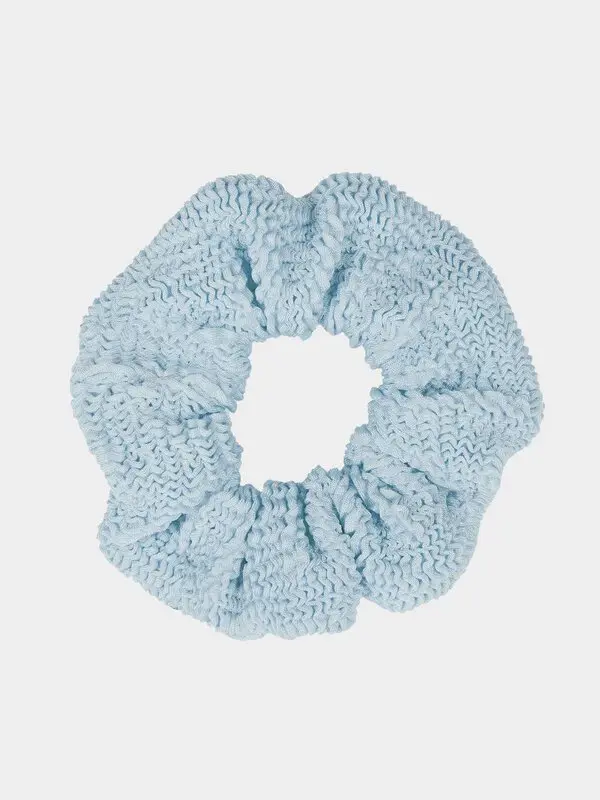 Hunza G Crinkle Scrunchie - Metallic Ice Blue