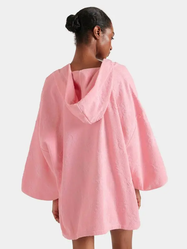 Hunza G Towelling Hooded Poncho - Pink