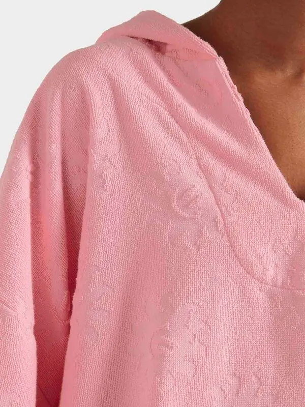 Hunza G Towelling Hooded Poncho - Pink
