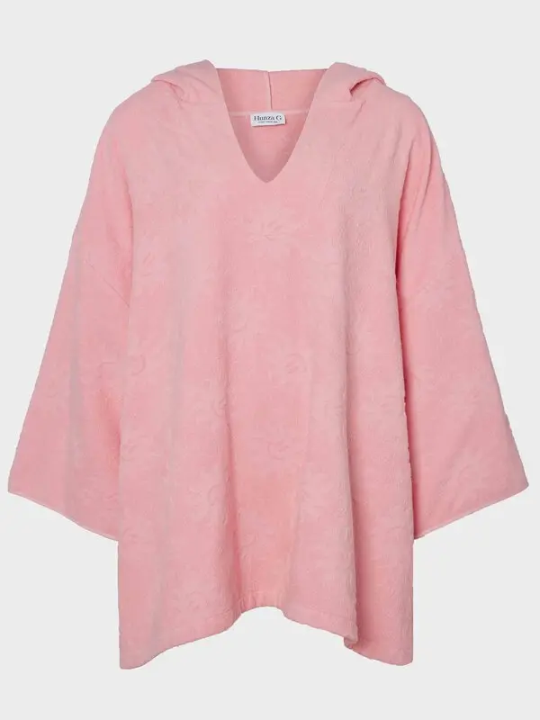 Hunza G Towelling Hooded Poncho - Pink