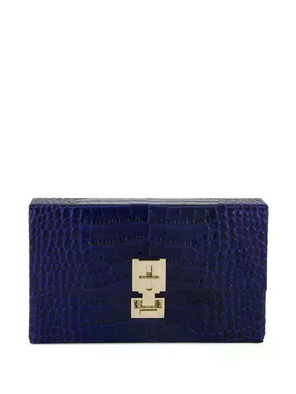 TOM FORD Crocodile-effect Leather Clutch - Blue