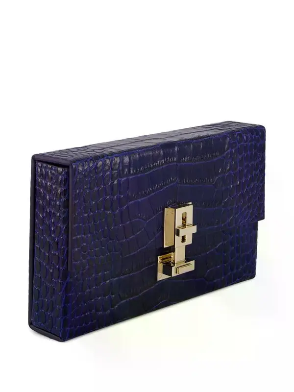 TOM FORD Crocodile-effect Leather Clutch - Blue