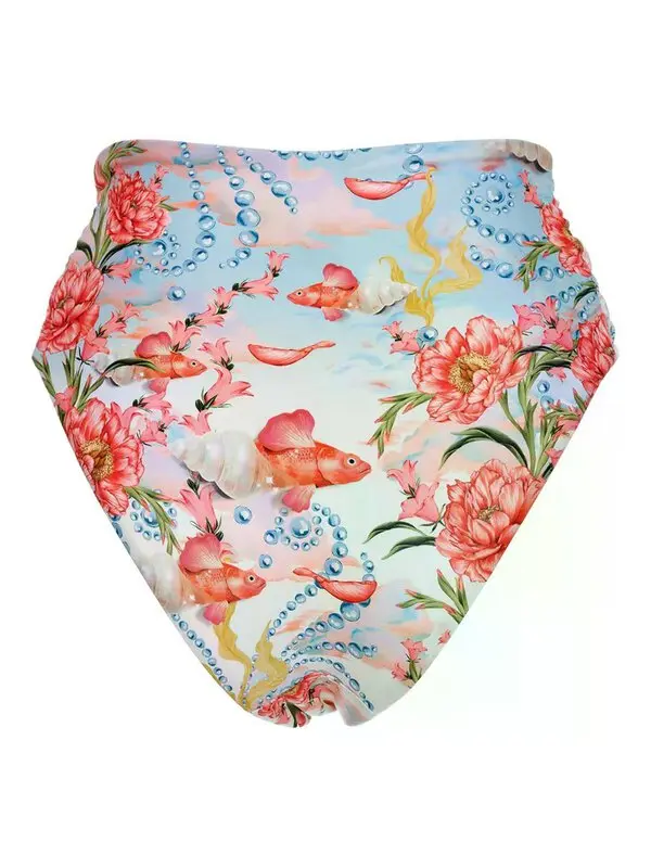 Agua Bendita Fish-print Bikini Bottom