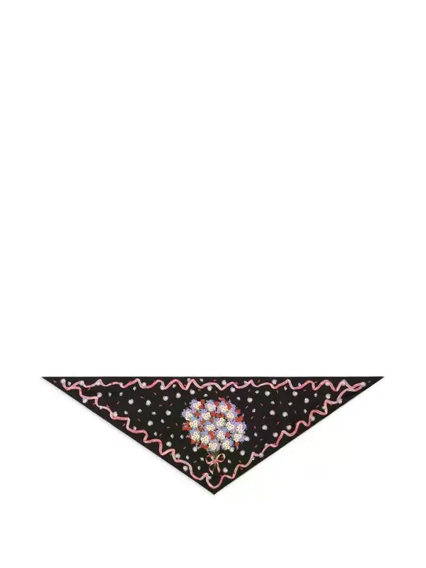 Dolce & Gabbana Floral-print Ribbon Scarf - Black