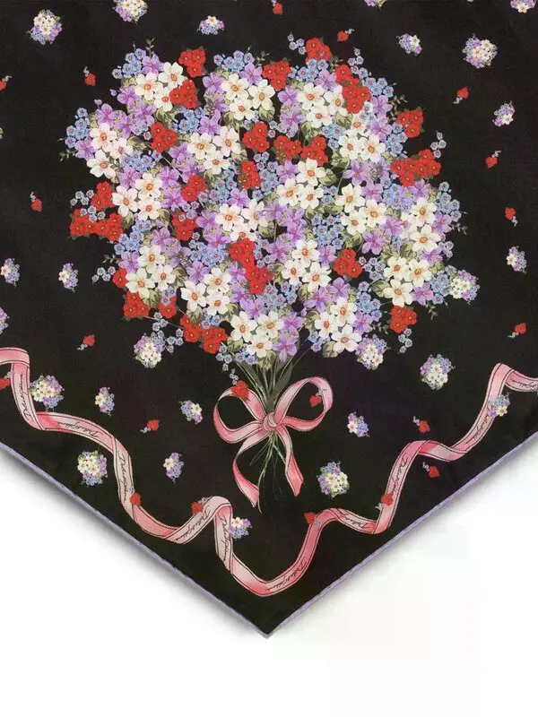 Dolce & Gabbana Small Floral-print Silk Twill Triangle Scarf - Black