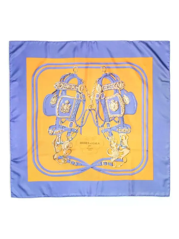 Hermès Graphic-print Silk Scarf - Blue