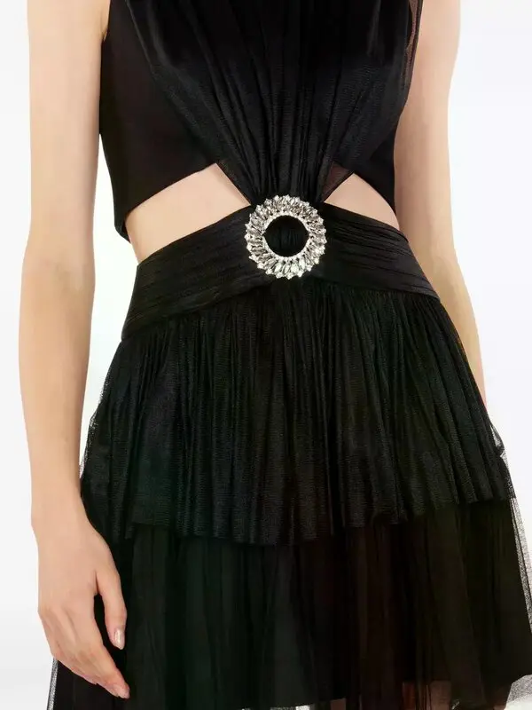 IMROSKA 28 Metallic Daisy Cut-out Embellished Mini Dress
