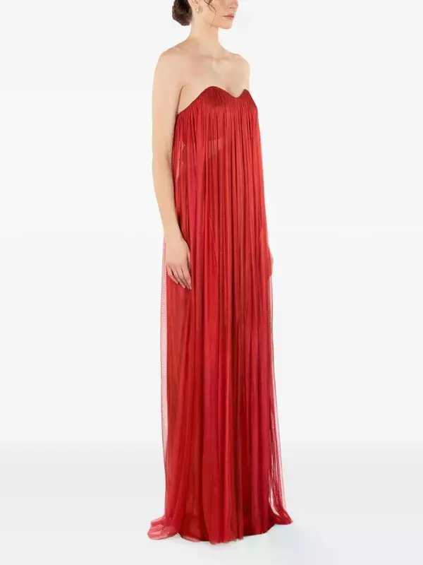 IMROSKA Gaia Metallic-finish Strapless Maxi Dress - Red