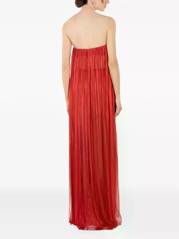IMROSKA Gaia Metallic-finish Strapless Maxi Dress - Red