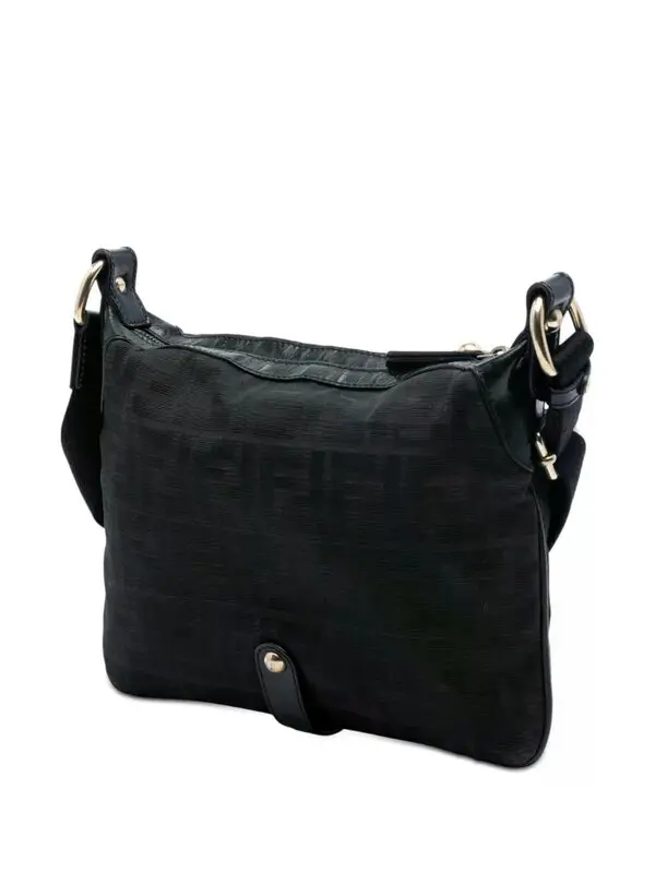 Fendi 2000-2010 Zucca Canvas Chef Zip Crossbody Bag - Black