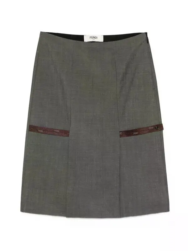 Fendi Straight Midi Skirt - Grey