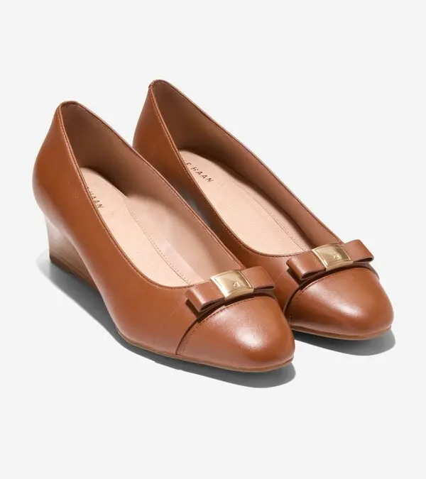 Cole Haan Go-to Malta Bow Wedges - British Tan