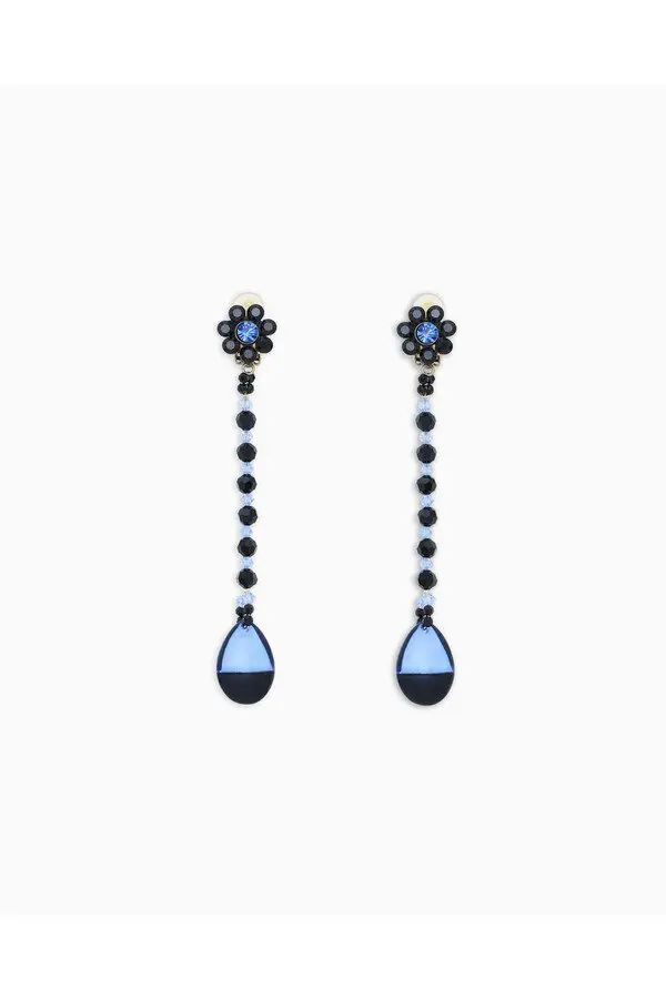 Giorgio Armani Pendant Earrings With Swarovski Crystals - Blue