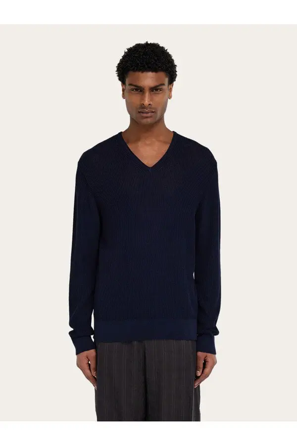 FERRAGAMO V-neck Cotton-viscose Blend Sweater