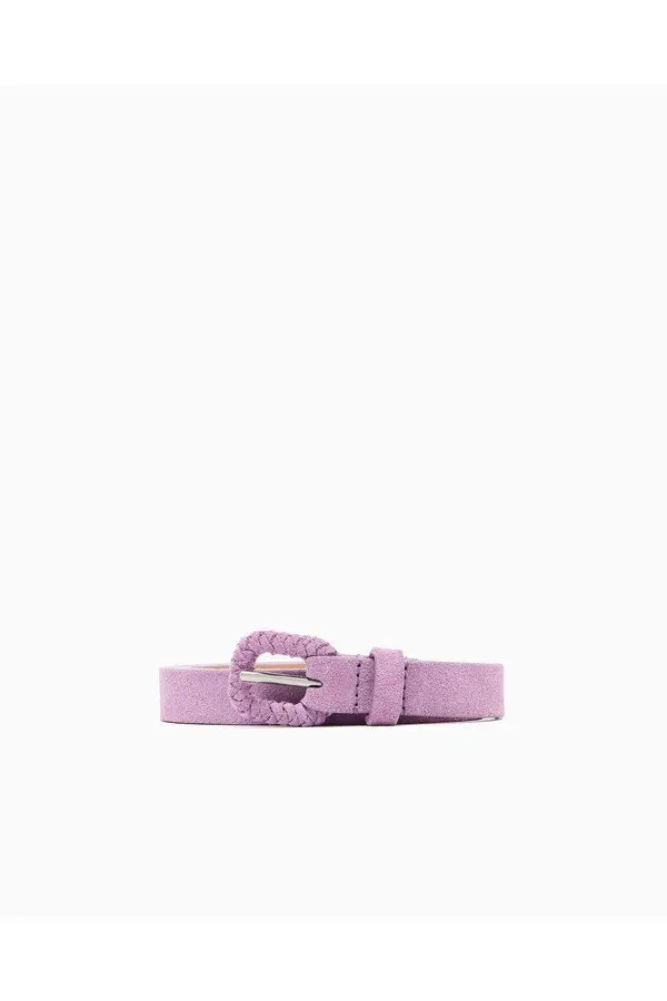 Giorgio Armani Suede Belt With Woven Buckle - Purple