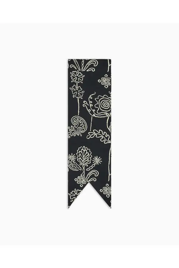 Giorgio Armani Printed Silk Scarf - Navy