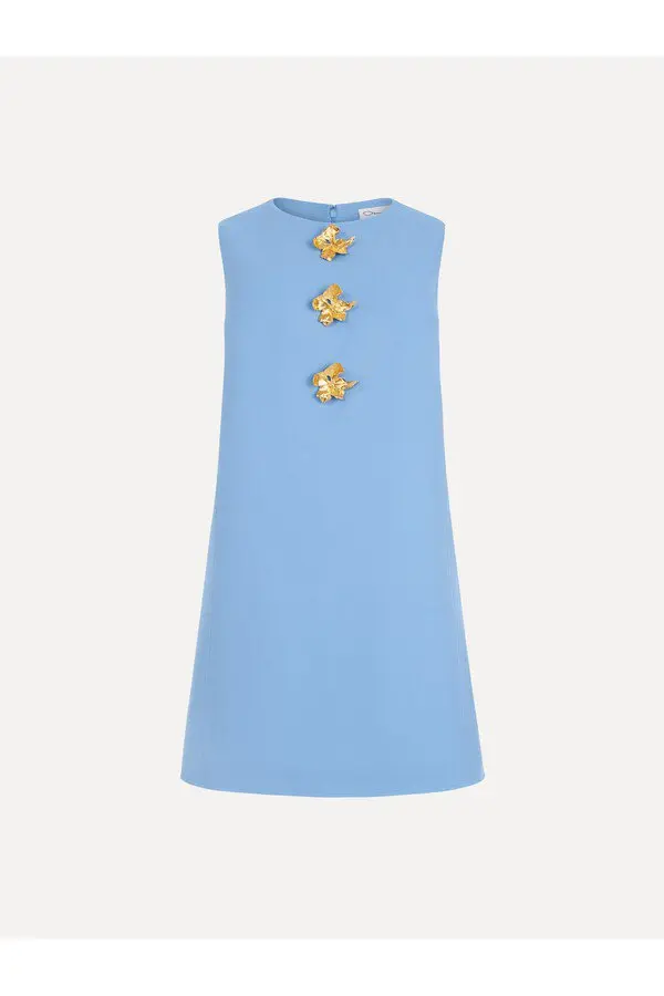 Oscar De La Renta Button-detailed Wool Shift Dress