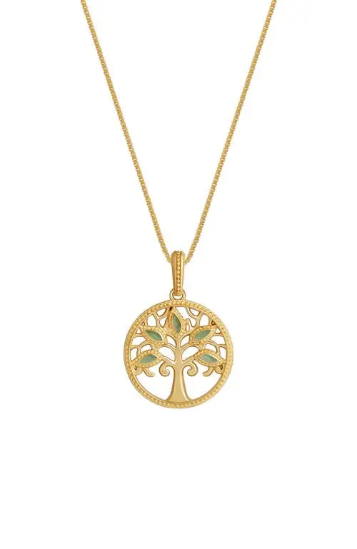 KARMA AND LUCK Jade Tree Of Life Charm Necklace - Gold/green