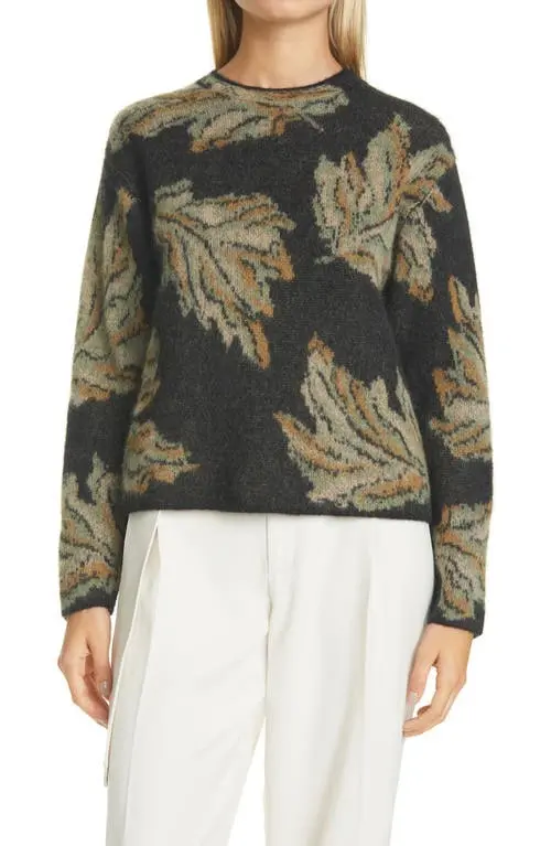 Vince Leaf Jacquard Sweater