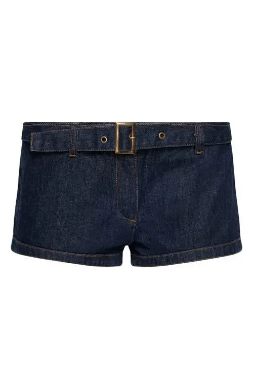 Lioness Belted Low Rise Denim Shorts - Dark Denim