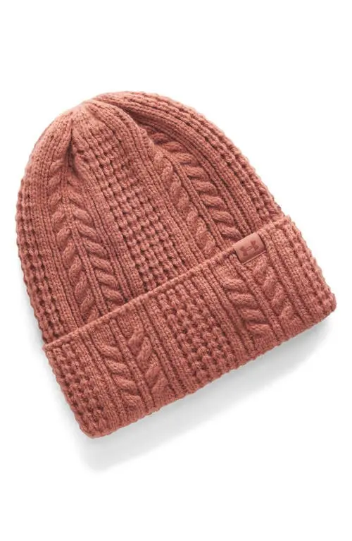 Under Armour Halftime Cable Knit Beanie - Sequoia/sequoia/cinna Red