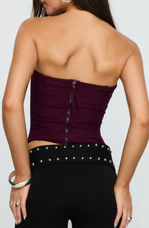 Princess Polly Oscuro Mesh Corset Top - Currant