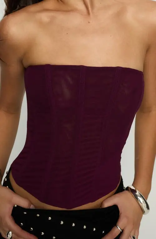 Princess Polly Oscuro Mesh Corset Top - Currant