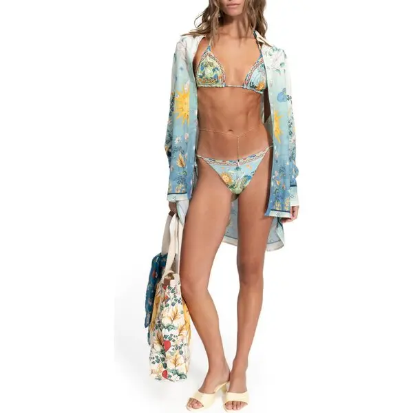Agua Bendita Anastasia Solstice Long Sleeve Button-up Shirt - Blue
