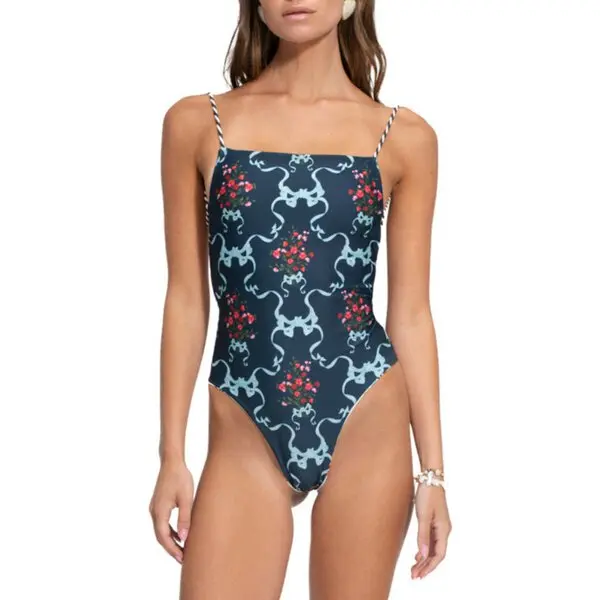 Agua Bendita Kali Cherish Reversible Lace-up One-piece Swimsuit - Blue