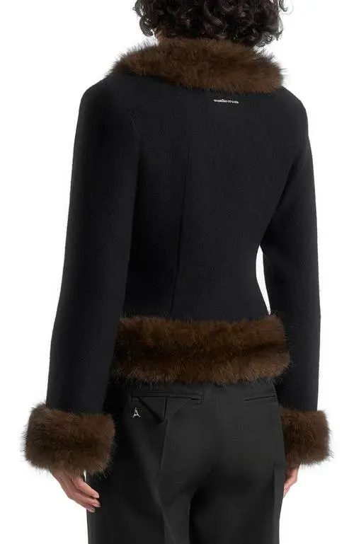 Manière De Voir Lina Sculpted Wool & Fur Trim Jacket