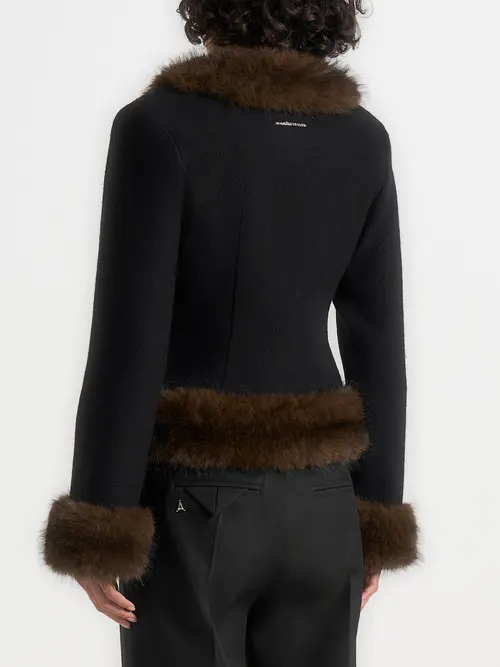 Manière De Voir Lina Sculpted Wool & Fur Trim Jacket