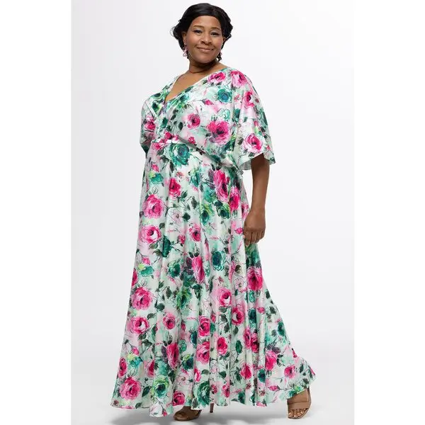 SYDNEY'S CLOSET Satin Maxi Gown - Floral