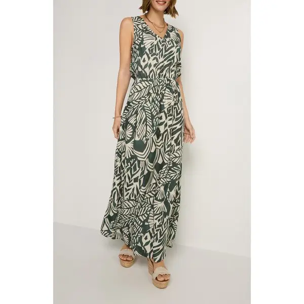 LASCANA Printed V-neck Maxi Dress