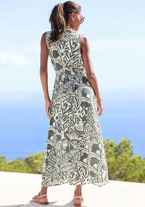 LASCANA Printed V-neck Maxi Dress