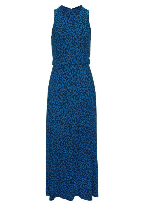 LASCANA High Neck Maxi Dress - Blue-printed