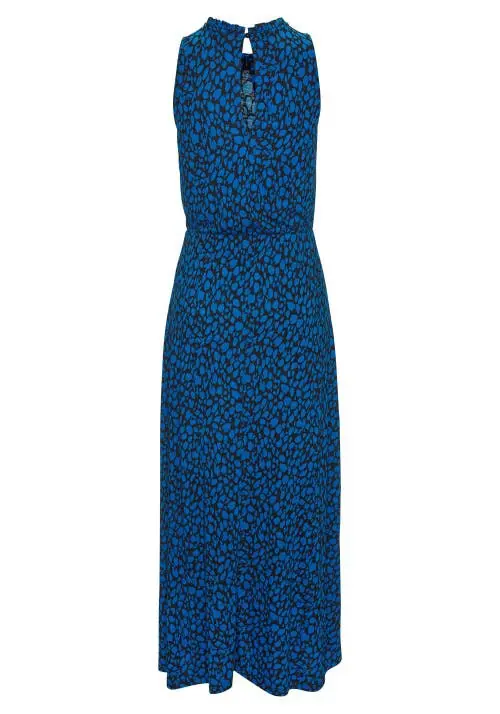 LASCANA High Neck Maxi Dress - Blue-printed