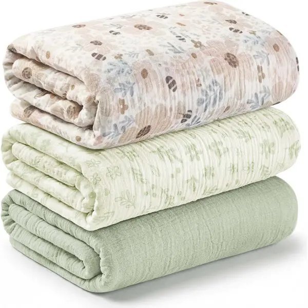 KEABABIES 3-pack Lyra Muslin Swaddle Blankets - Flora Vale