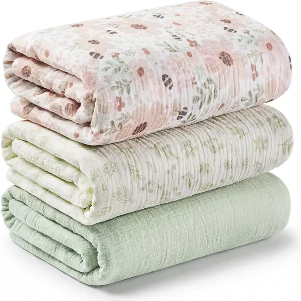 KEABABIES 3-pack Lyra Muslin Swaddle Blankets - Flora Vale