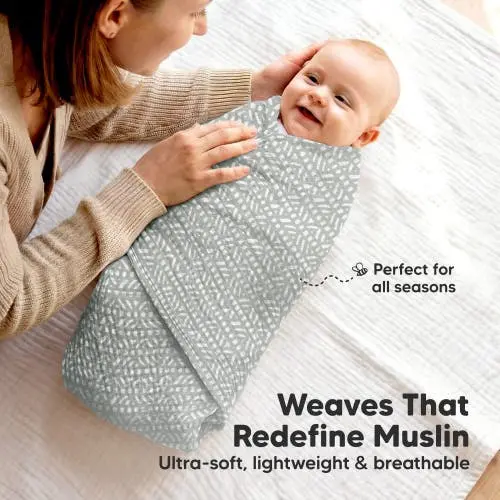 KEABABIES 3-pack Lyra Muslin Swaddle Blankets - Nordic