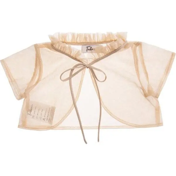 TULLEEN Mesh Ruffle Cardigan - Gold