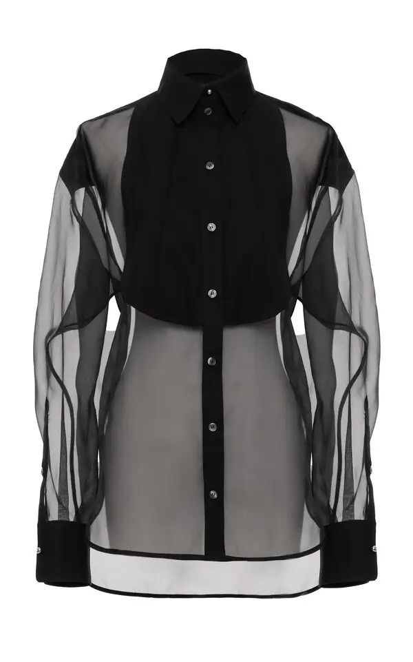 DES_PHEMMES Pleated Tuxedo Shirt - Black