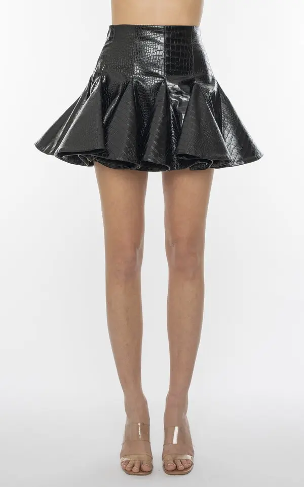 DES_PHEMMES Godet Mini Skirt - Black
