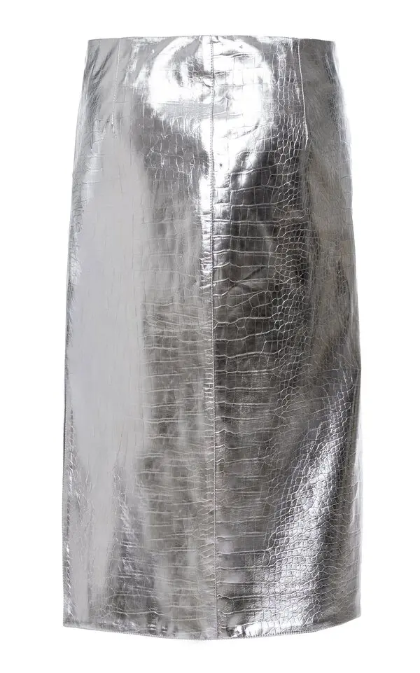 DES_PHEMMES Croc-embossed Knee-length Skirt