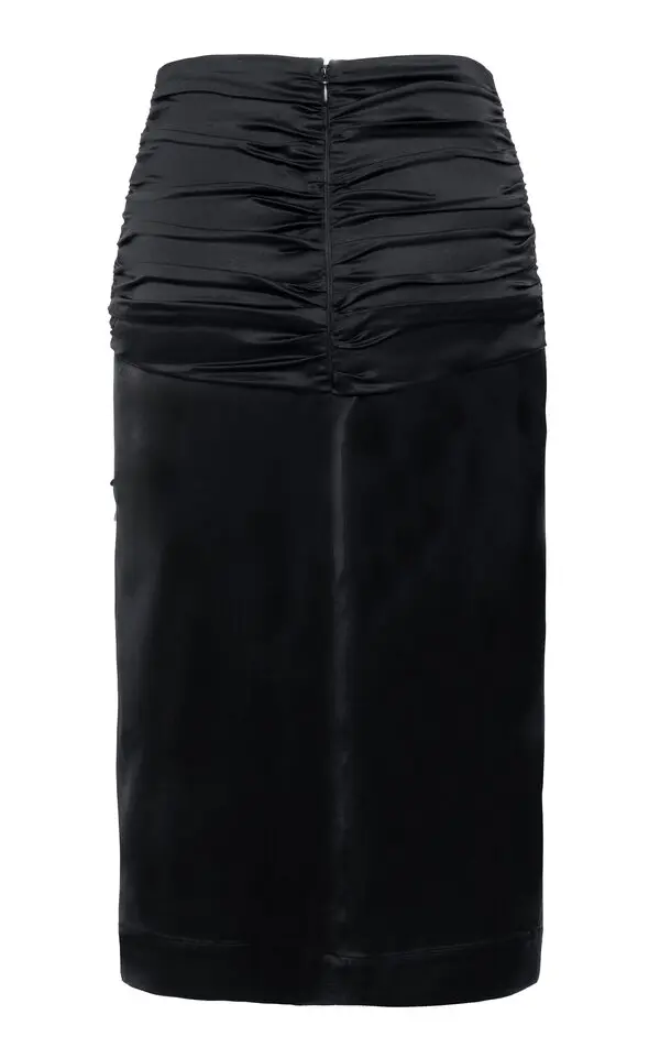 DES_PHEMMES Embellished Ruched Midi Skirt - Black