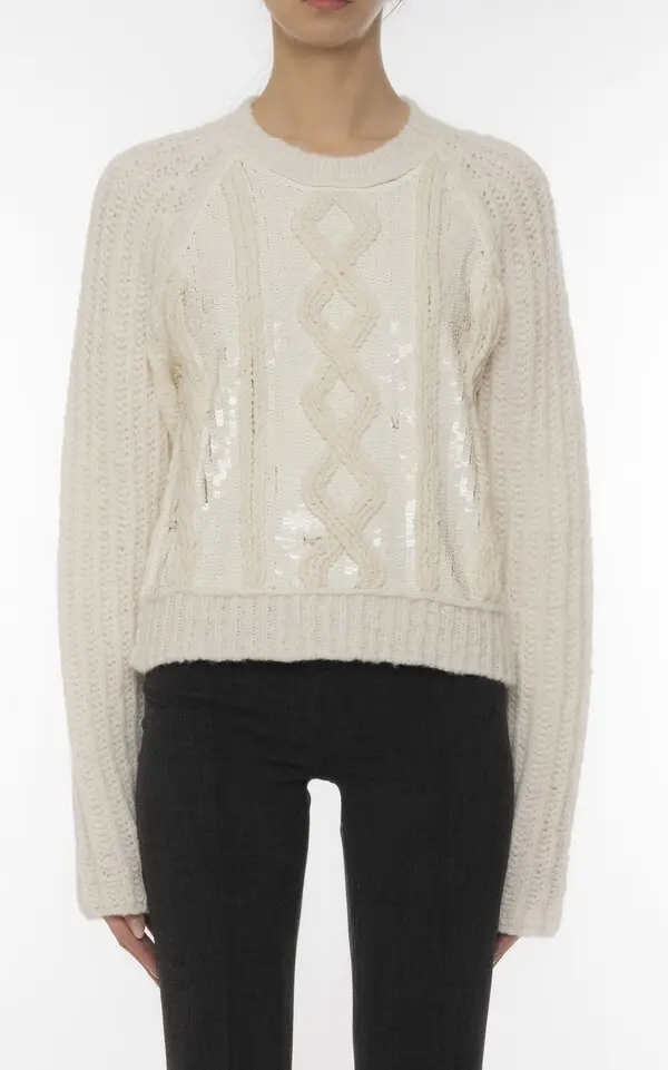 DES_PHEMMES Sequined Wool-blend Sweater
