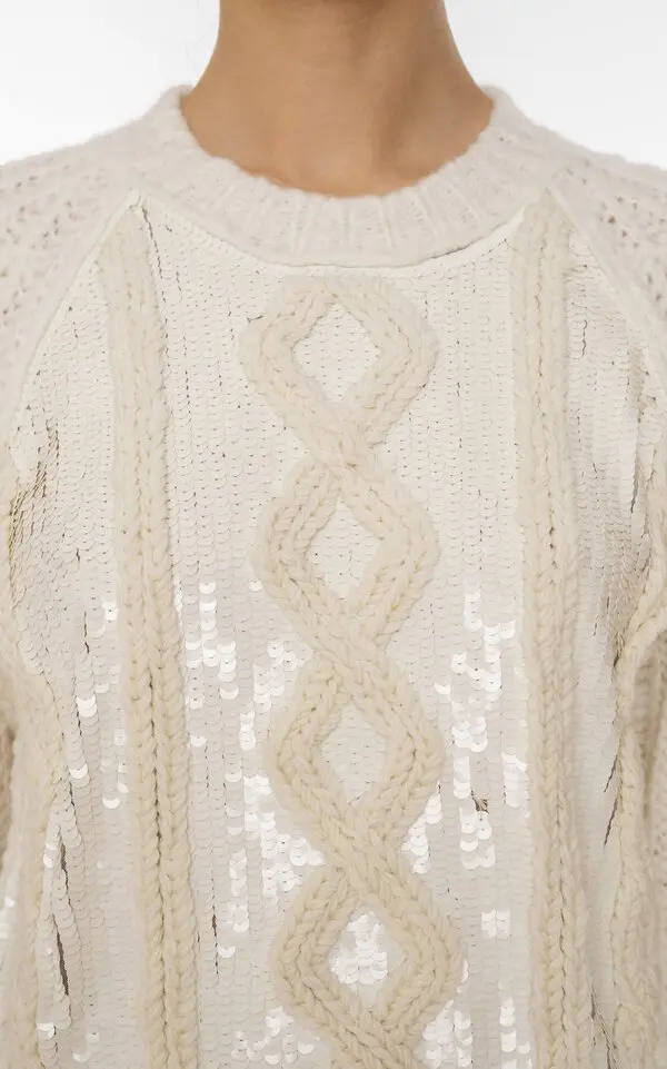 DES_PHEMMES Sequined Wool-blend Sweater